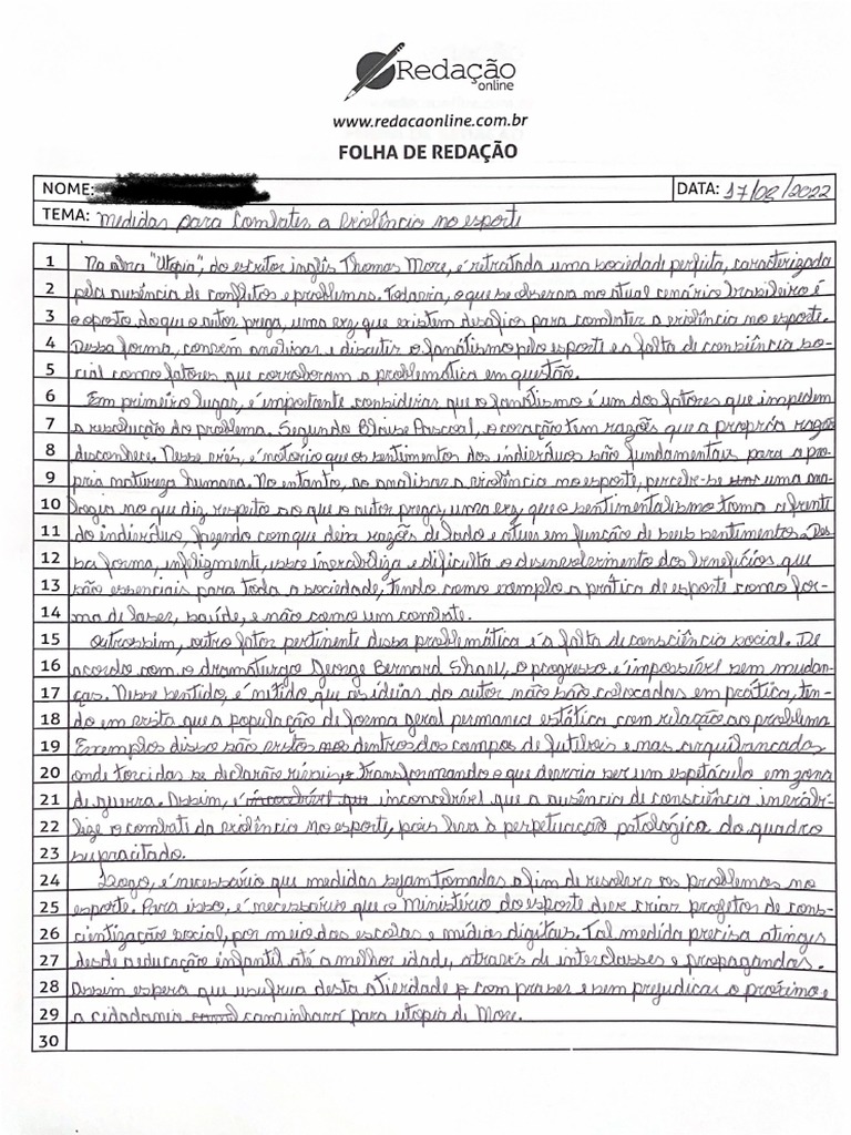 Modelo de Redação | PDF