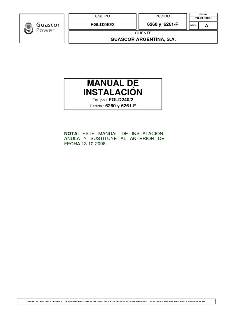 Manual de Instalacion 6260-6261-F - A (FGLD240-4) | PDF | Tornillo | Hormigón