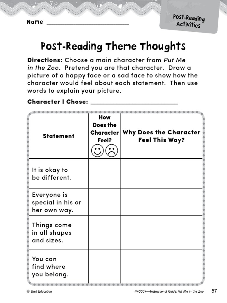 Put Me in The Zoo Close Reading and Text-Dependent Questions | PDF