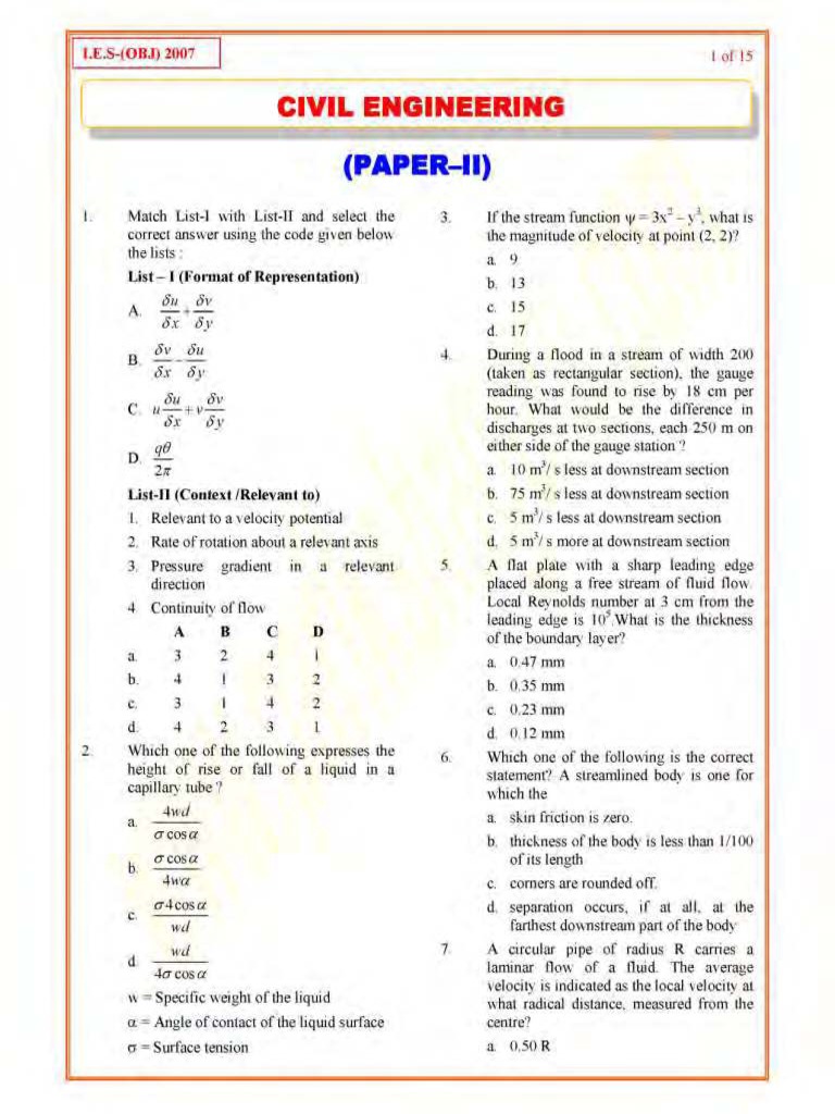 IES Civil Engineering Paper 2 2007 | PDF | Earth Sciences | Physical ...