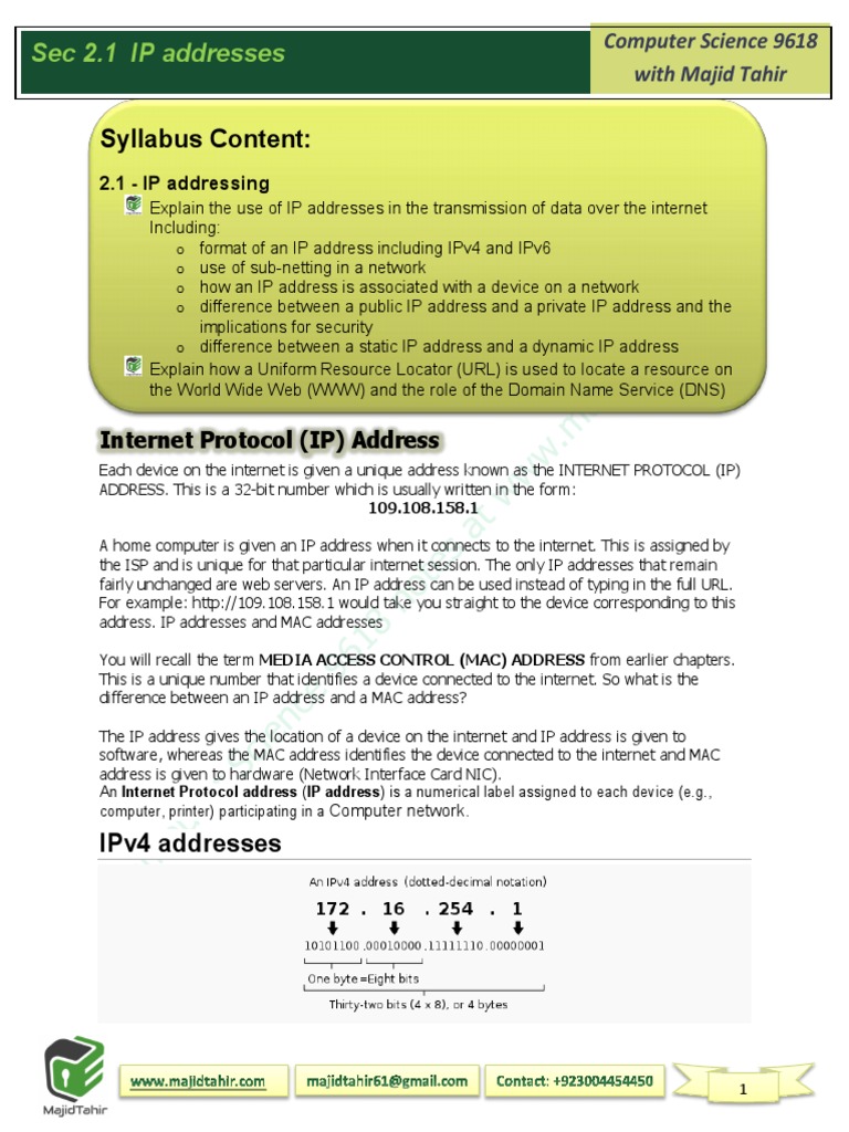 2.2 IP Addresses (MT-L) | PDF | Ip Address | I Pv6