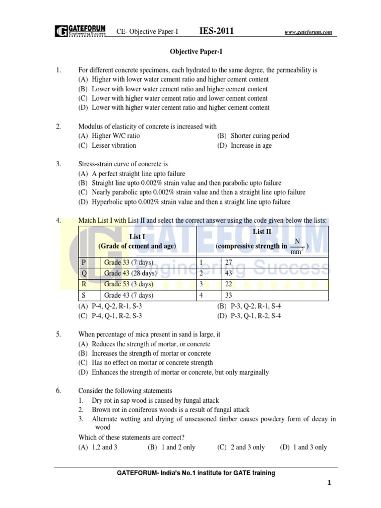 Objective Paper-I: Gateforum-India's No.1 Institute For GATE Training 1 ...