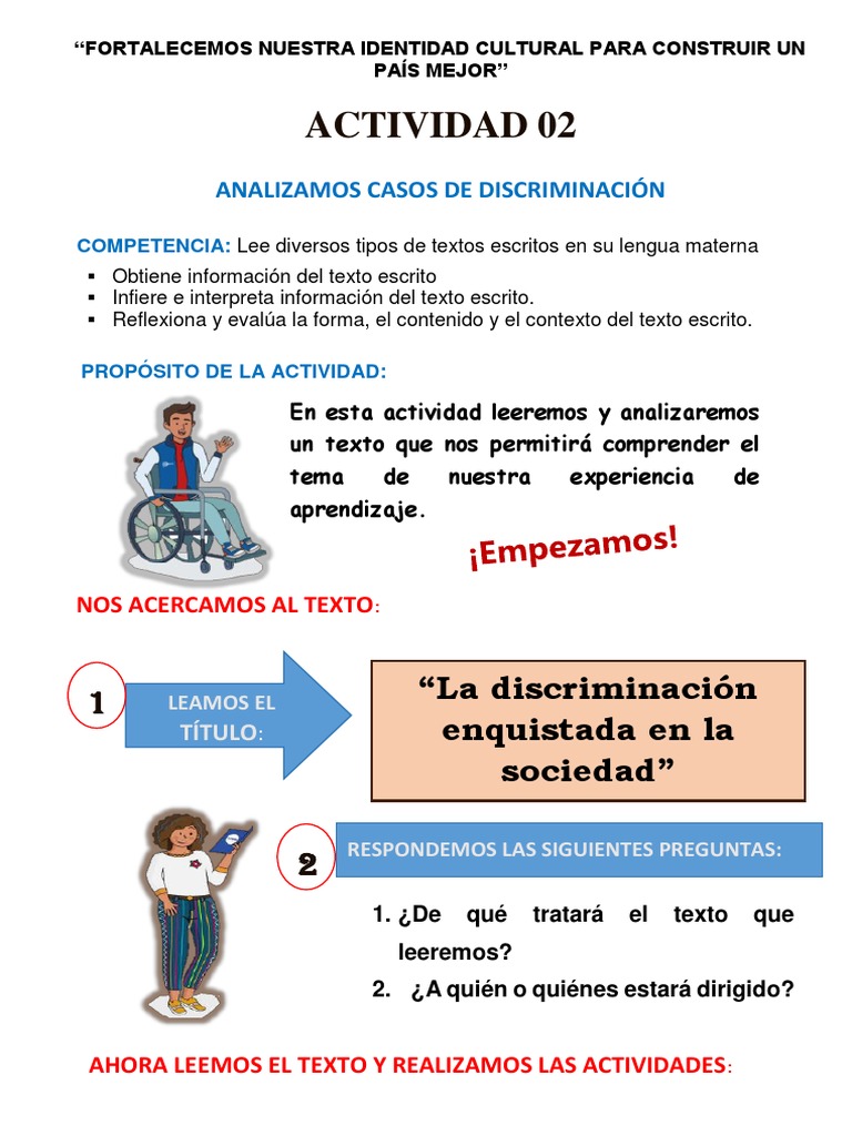 Actividad 02: "La Discriminación Enquistada en La Sociedad" | PDF ...