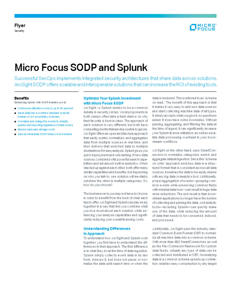 Micro Focus SODP and Splunk: Flyer | PDF | Analytics | Big Data