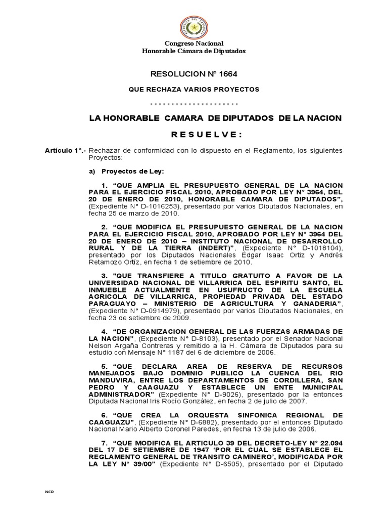 Resoluci N-372035 | PDF | Paraguay | Legislador