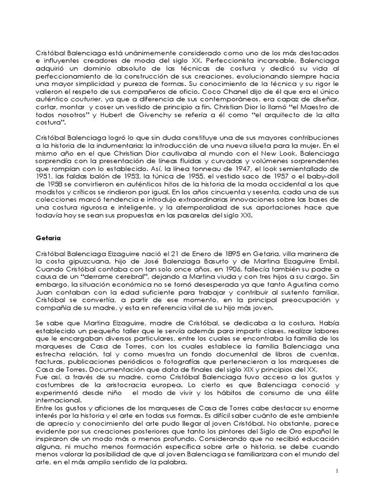 Cristóbal Balenciaga Hist. Indument | PDF | Ukiyo E | Francisco Goya