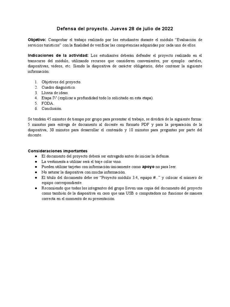 Defensa Del Proyecto 3.4 | PDF