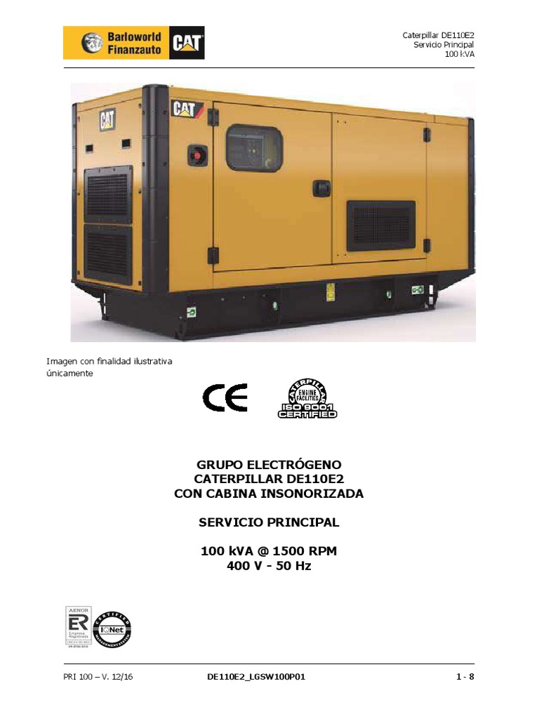 Grupo Electrógeno Caterpillar DE110E2 | PDF | Máquinas | Cantidades fisicas