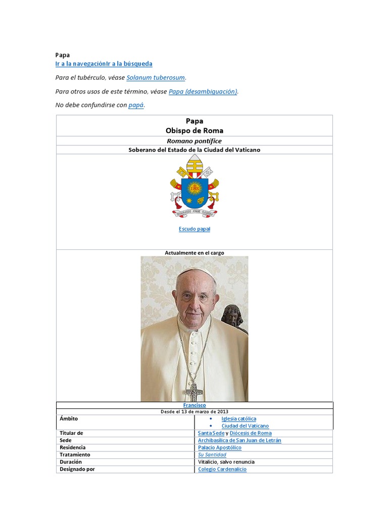 ¿Qué es un papa? Funciones y títulos | PDF | Papa | San Pedro