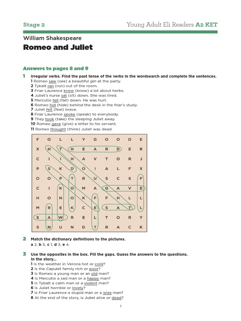 Romeo And Juliet Word Search