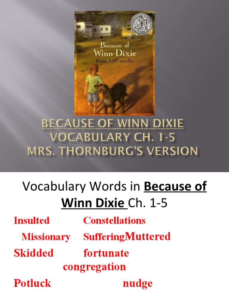 Vocabulary for Because of Winn-Dixie | PDF | Self-Improvement