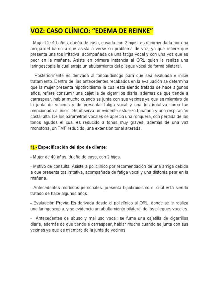 VOZ Edema de Reinke | PDF | Laringe | Sonido