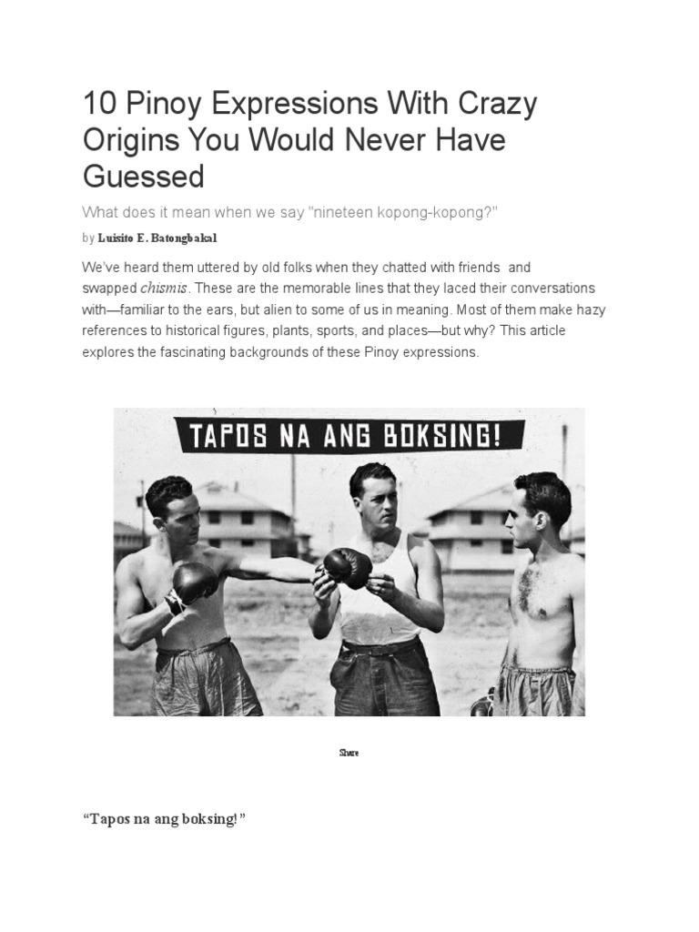 10 Pinoy Expressions With Crazy Origins You Would Never Have Guessed ...