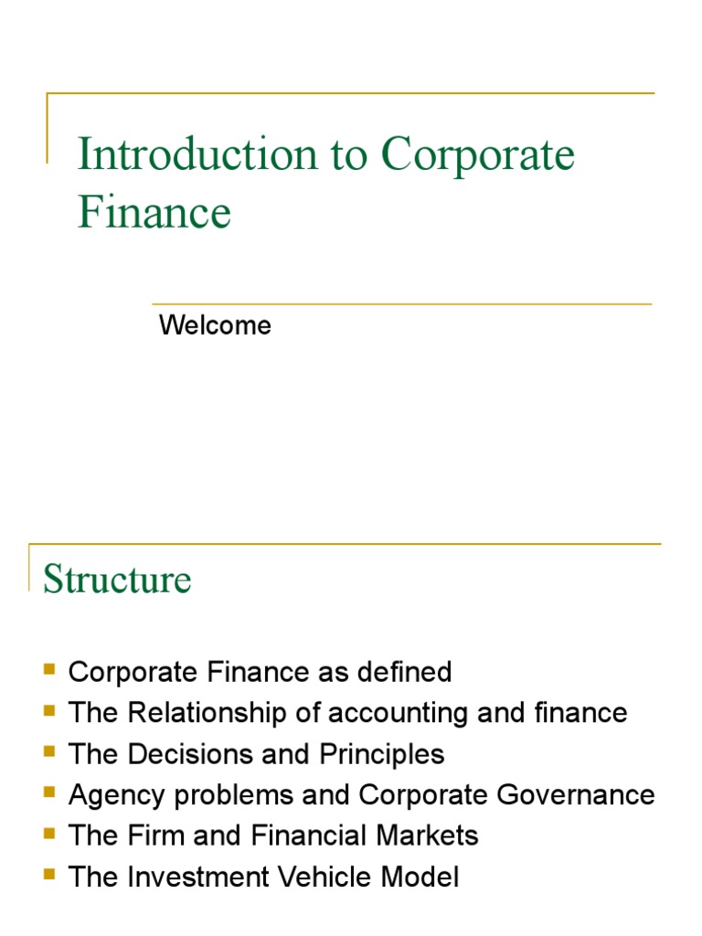 Introduction to Corporate Finance Concepts | PDF | Equity (Finance ...
