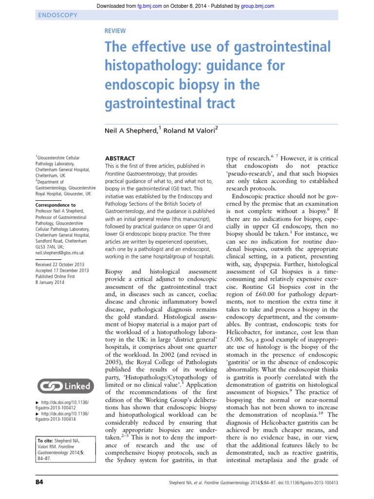 The Effective Use of Gastrointestinal Histopathology: Guidance For ...