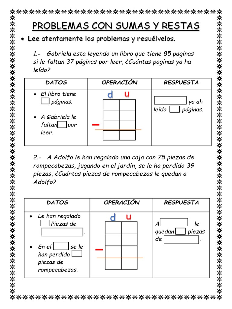Problemas Con Sumas y Restas | PDF