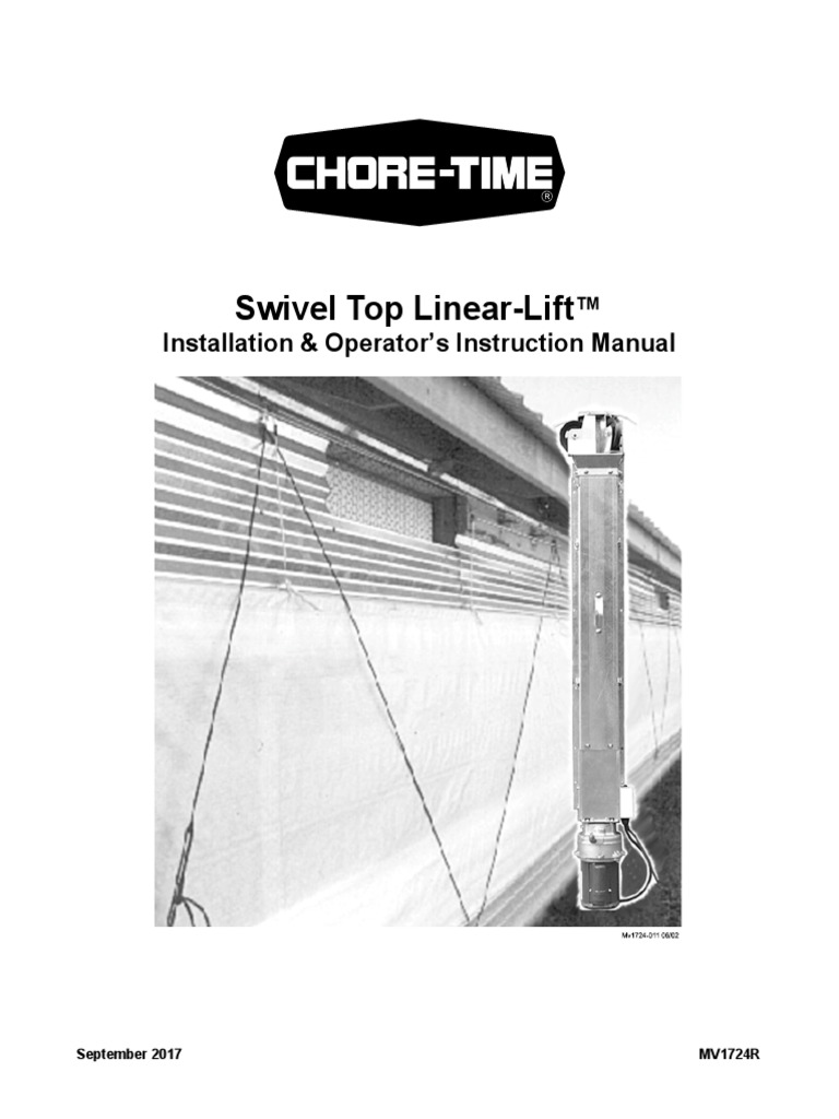 Swivel Top Linear-Lift: Installation & Operator's Instruction Manual ...