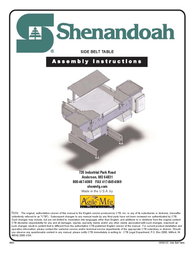Mesa Recolectora Shenandoah | PDF | Belt (Mechanical) | Electric Motor