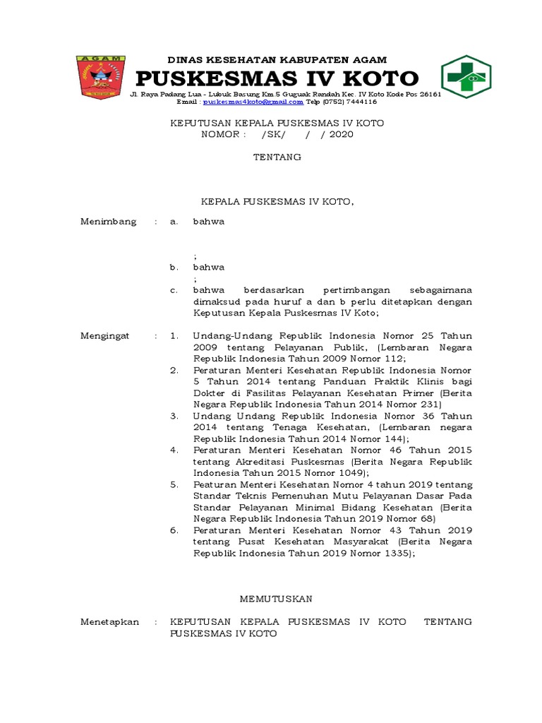 Format SK SOP KAK | PDF | Pengelolaan Keuangan & Uang | Pengembangan Diri