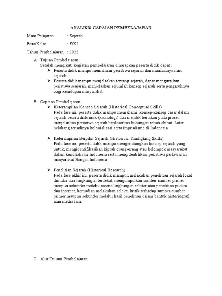 Analisis Capaian Pembelajaran | PDF