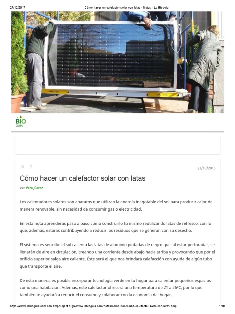 Cómo Hacer Un Calefactor Solar Con Latas Descargar Gratis Pdf
