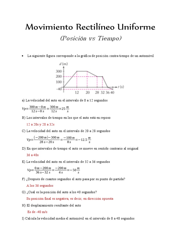 Problemas MRU | PDF | Velocidad | Aceleración