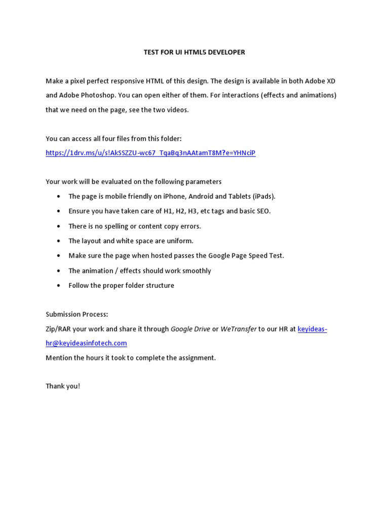 Test For Ui Html5 Developer | PDF