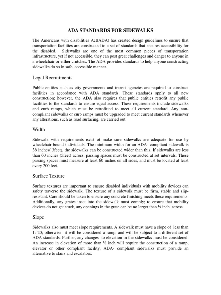 ADA Standards For Sidewalks | Download Free PDF | Americans With ...