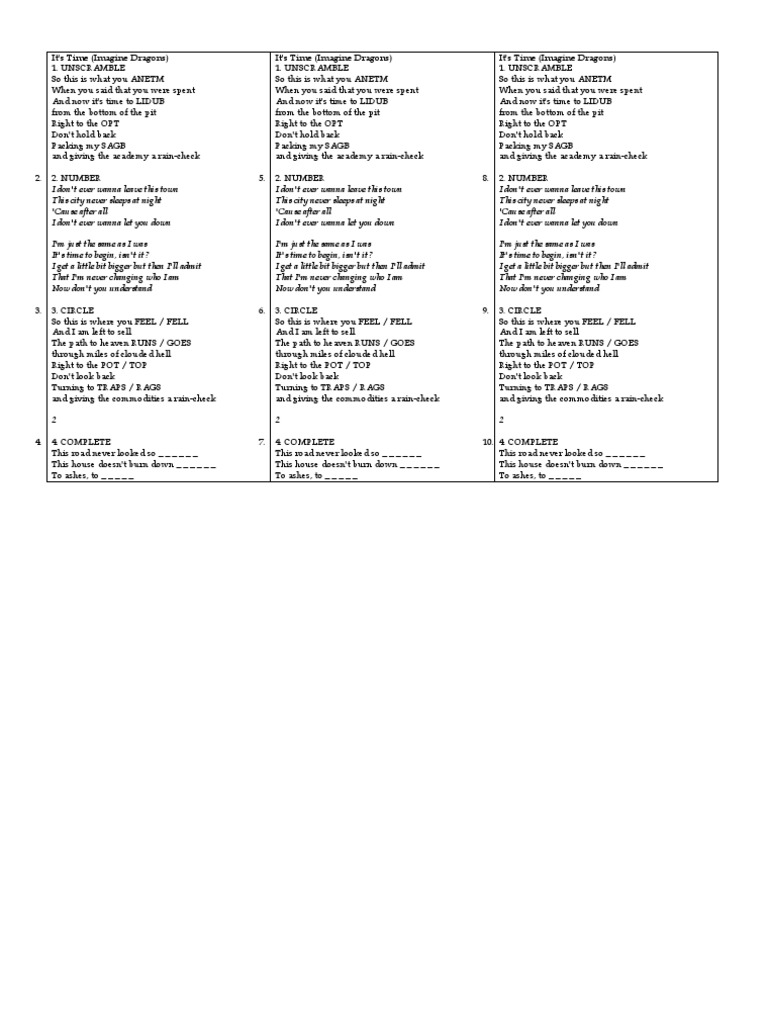 It's Time (Imagine Dragons) It's Time (Imagine Dragons) It's Time ...