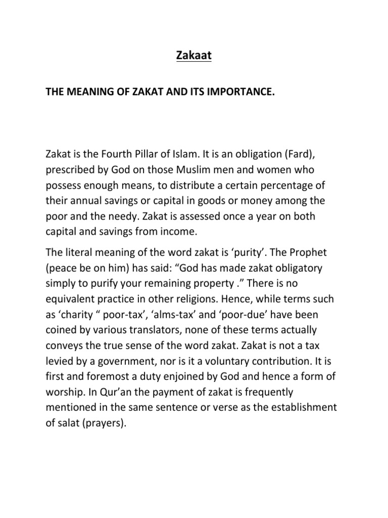 Zakaat: The Meaning of Zakat and Its Importance | PDF | Abrahamic Religions