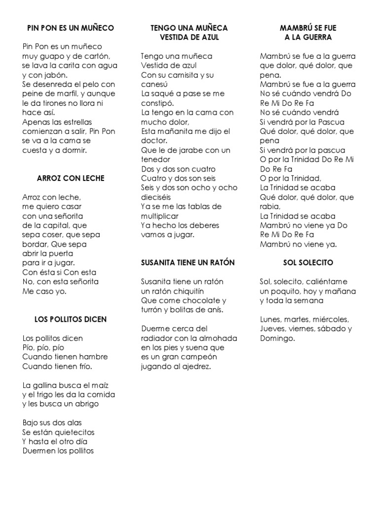 Canciones Infantiles | PDF