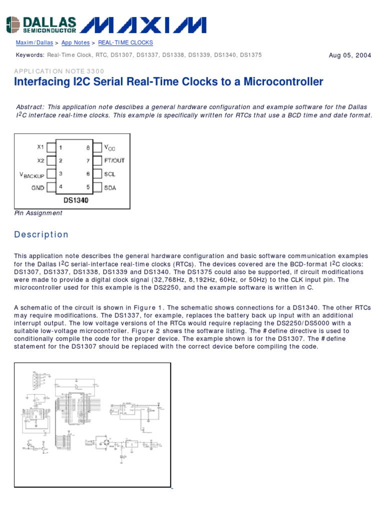 Interfacing I2C Serial Real-Time Clocks To A Microcontroller | PDF | Microcontroller | Electronics