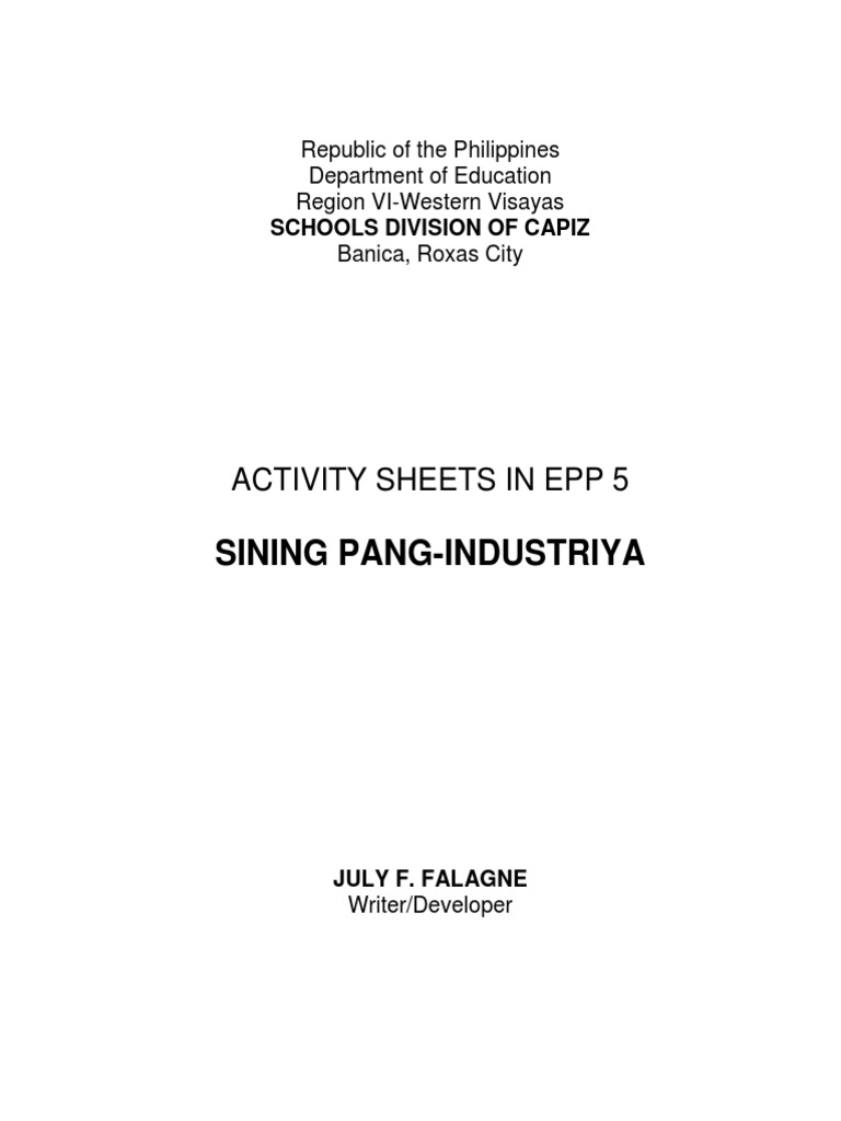 Grade 5 Industrial Arts Activity Sheet 3 | PDF Grade 5 Industrial Arts Activity Sheet 3 | PDF