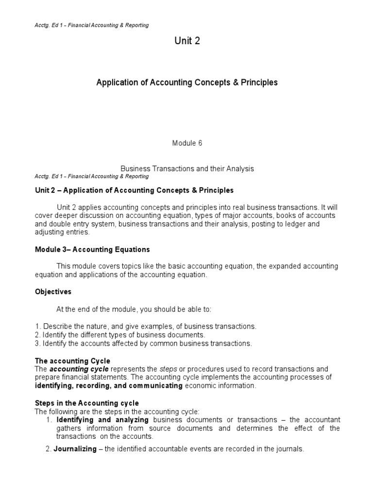 Acctg. Ed 1 - Unit2 Module 6 Business Transactions and Their Analysis ... Acctg. Ed 1 - Unit2 Module 6 Business Transactions and Their Analysis ...