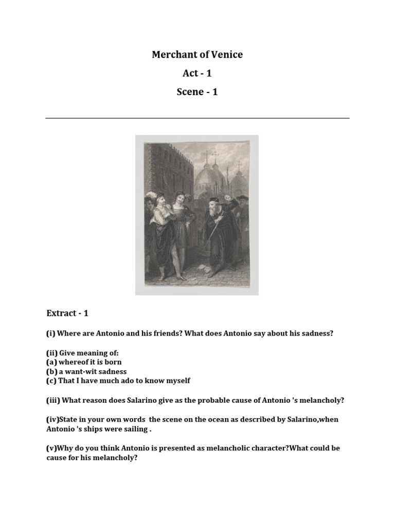 Merchant of Venice Act - 1 Scene - 1: Extract - 1 | PDF