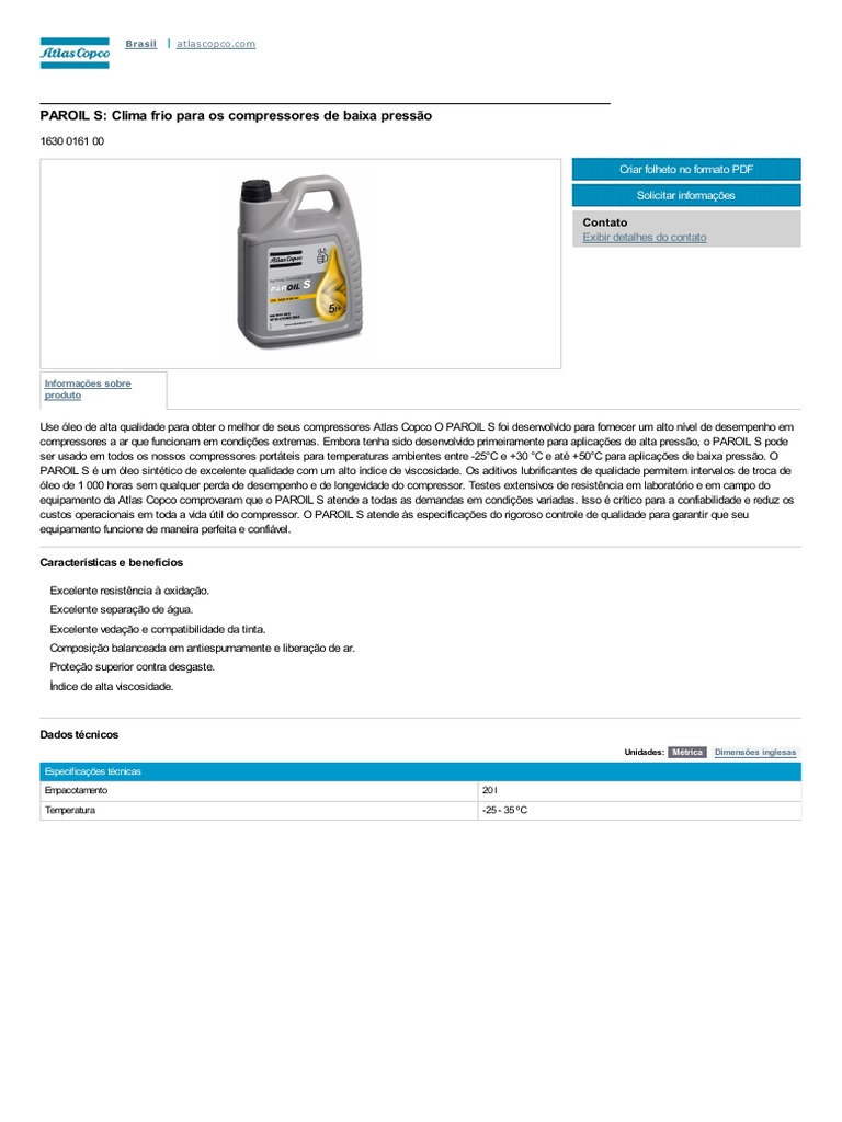 Oleo Paroil S (Linha Pesada) | PDF | Óleo de motor | Química