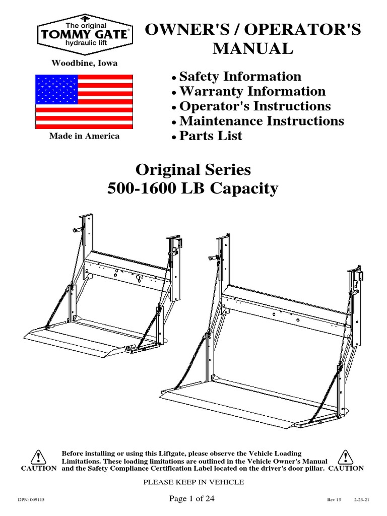 Tommy Gate Operation and Safety Manual | PDF | Elevator | Switch