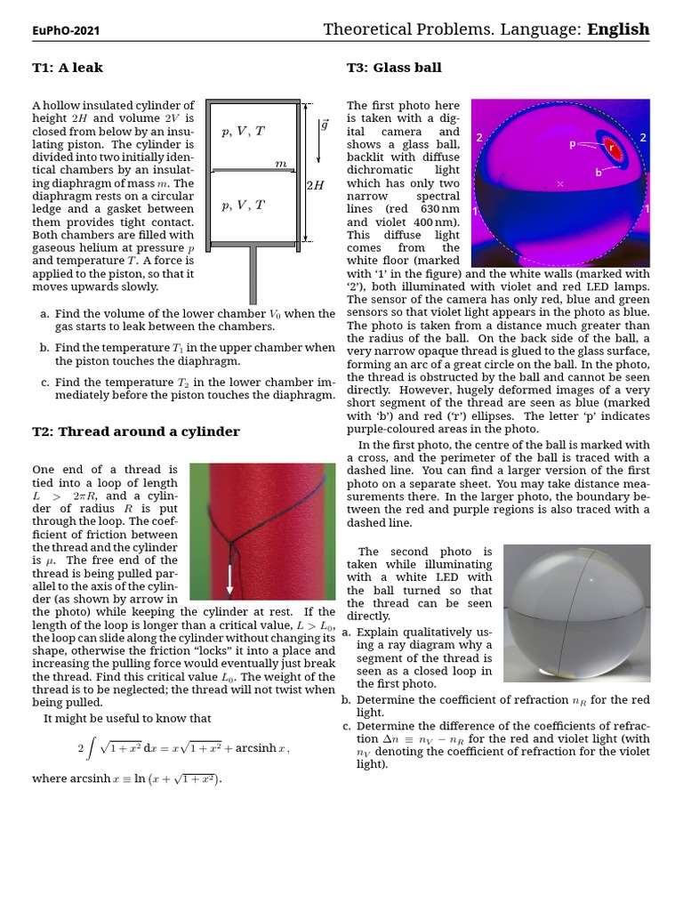 EuPhO 2021 | PDF | Cartesian Coordinate System | Heat