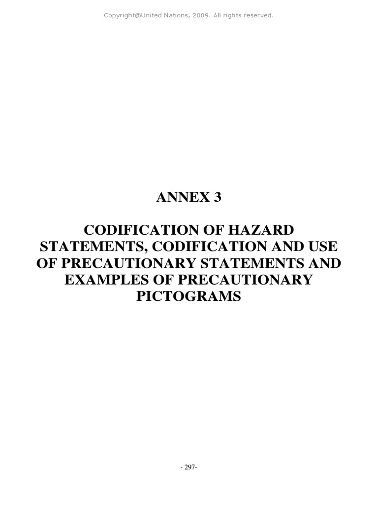 GHS Version 3 Annex 3 H P Codes PDF Toxicity Explosion