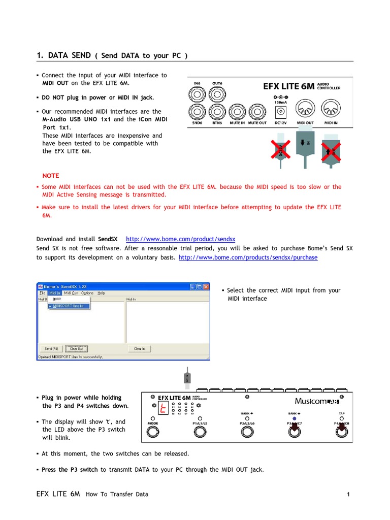 Musicomlab Lite 6M manual Data transfer | PDF