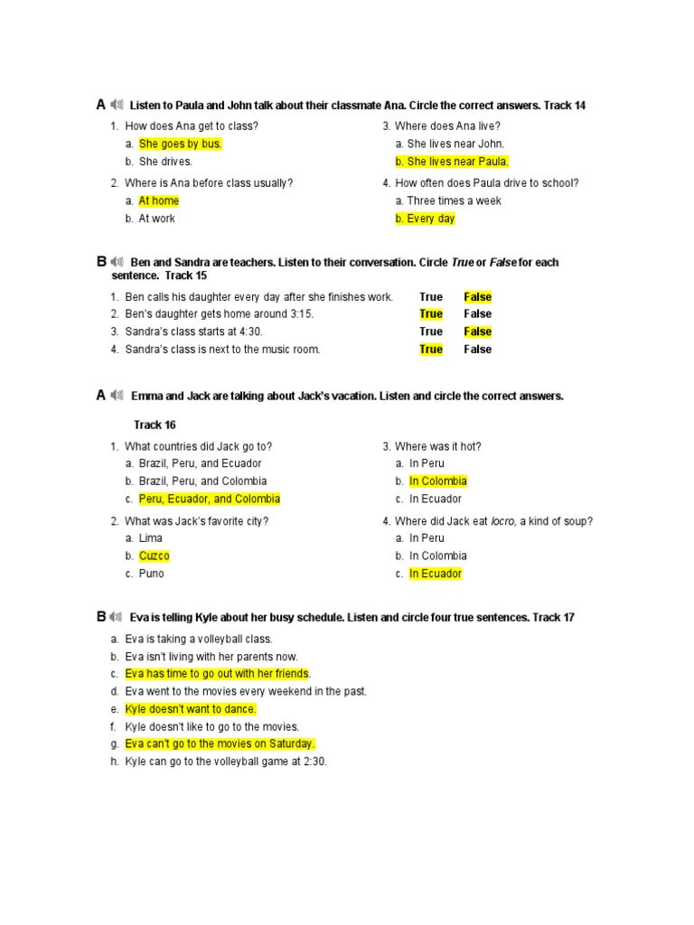 Listening and Reading Exercises Week 11 | PDF