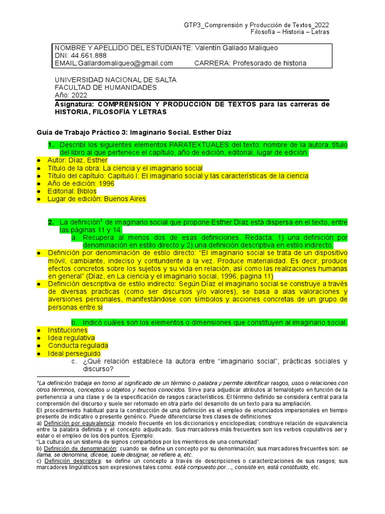 GTP3 - CyPT - 2022 - Díaz - Imaginario Social | PDF | Palabra