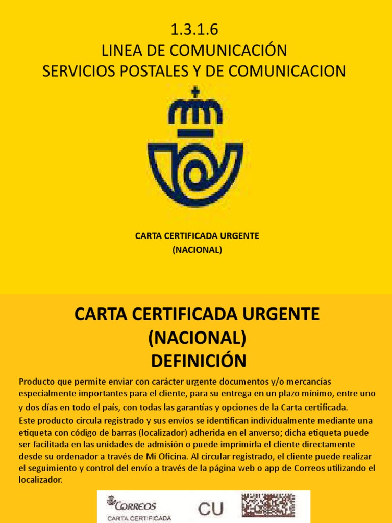 Correos 2022 1.3.1.6 Carta Certificada Urgente | Descargar gratis PDF | Correo | Daños y perjuicios