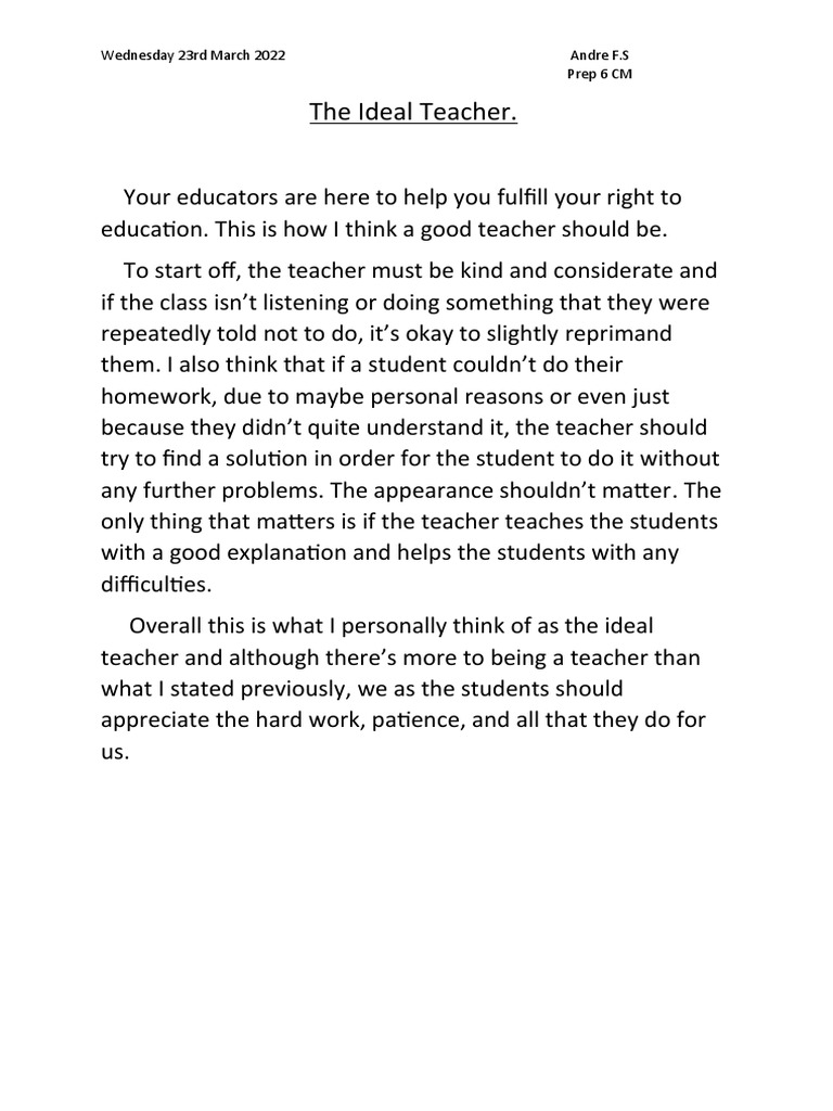 The Ideal Teacher | PDF