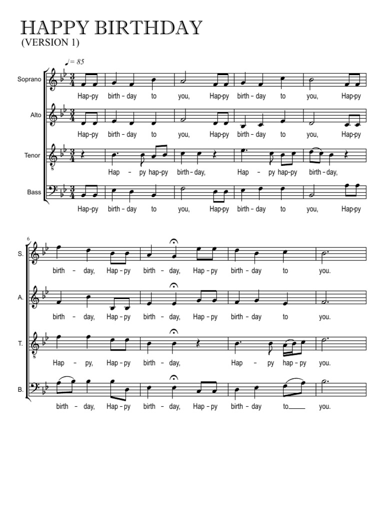 Happy Birthday Song Sheet | PDF | Musical Techniques | Compositions