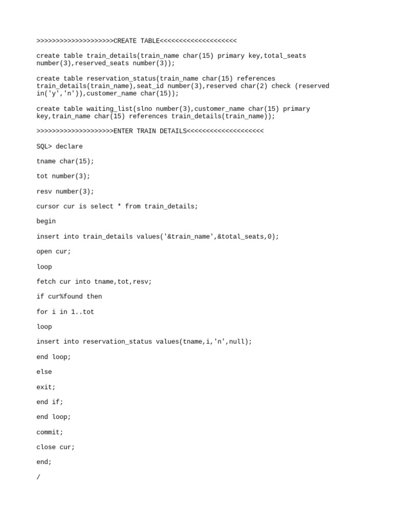 Railway Reservation | PDF | Pl/Sql | Information Retrieval