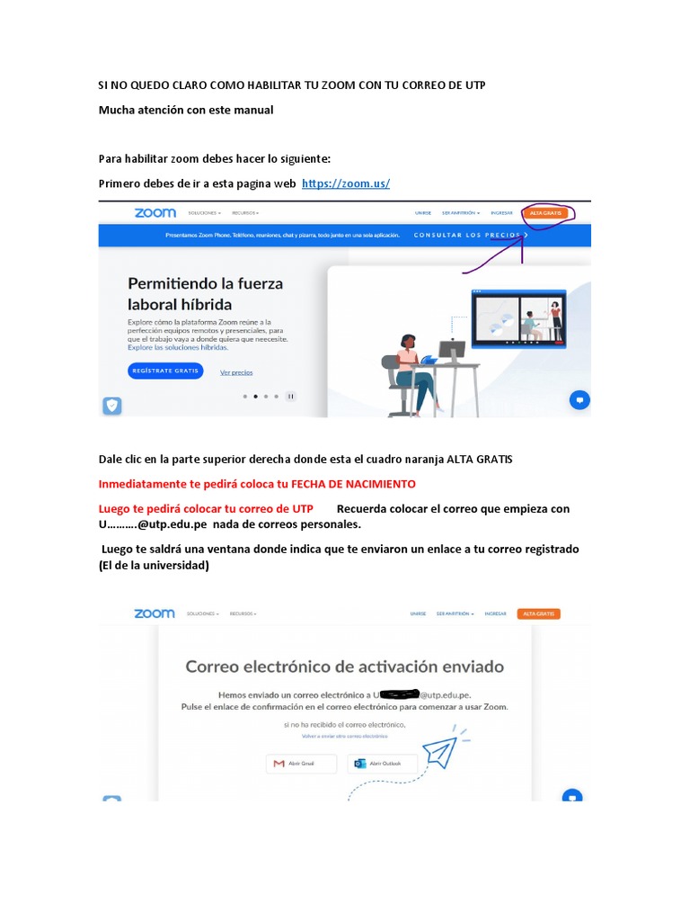Habilitar Zoom Con Correo | PDF