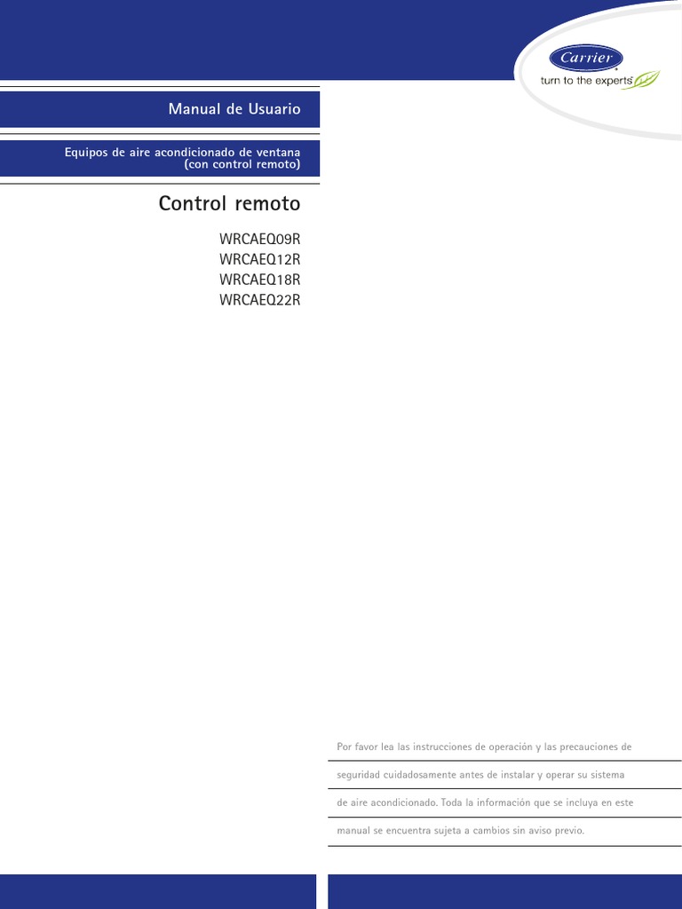 03-WRCAEQ Manual Usuario - Control Remoto | PDF | Control remoto ... 03-WRCAEQ Manual Usuario - Control Remoto | PDF | Control remoto ...