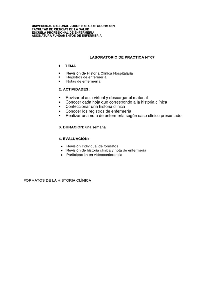 Revisión de Historia Clínica en Enfermería | PDF | Diagnostico medico ...