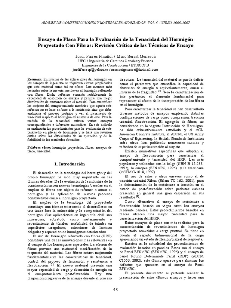 ARTICULOS Efnarc y Otros Esp PDF | PDF | Hormigón | Concreto reforzado